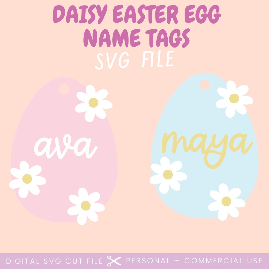 Easter Daisy Egg Name Tag SVG File Easter Rattan Daisy Tag Glowforge ...
