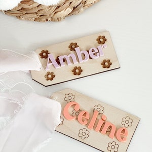 Daisy Boho Name Tag Keychain SVG Smiley Daisy Tag SVG Retro Keychain ...