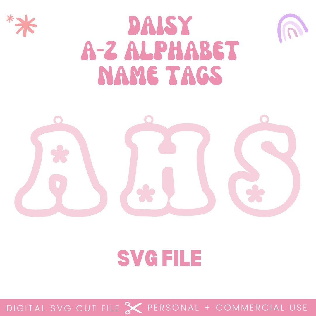 Boho Daisy Letter Name Tag SVG File A-Z Daisy Flower Alphabet Svg ...