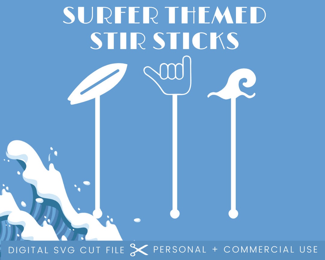 Shaka Ocean Drink Stirrer SVG Surf Decor Glowforge Beach - Etsy