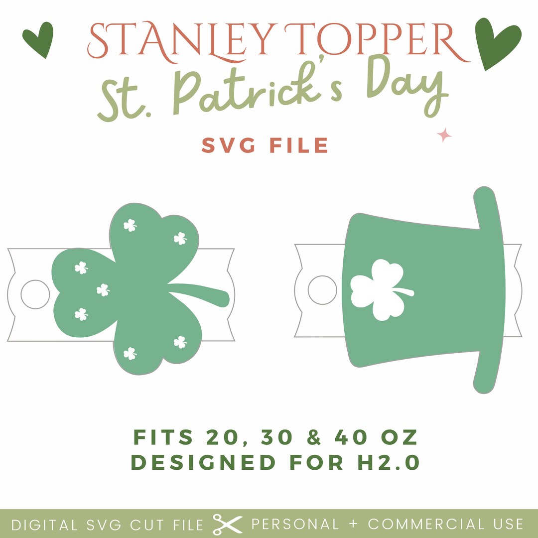 Shamrock Clover Stanley Topper SVG: Laser Cut Name Plate (digital ...