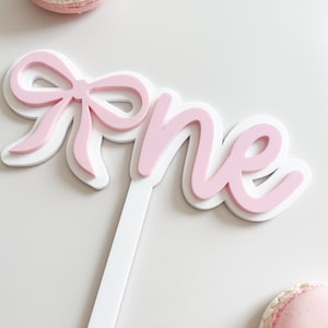 Coquette Bow One Cake Topper | Bow Cake Topper | Coquette Acrylic Cake ...