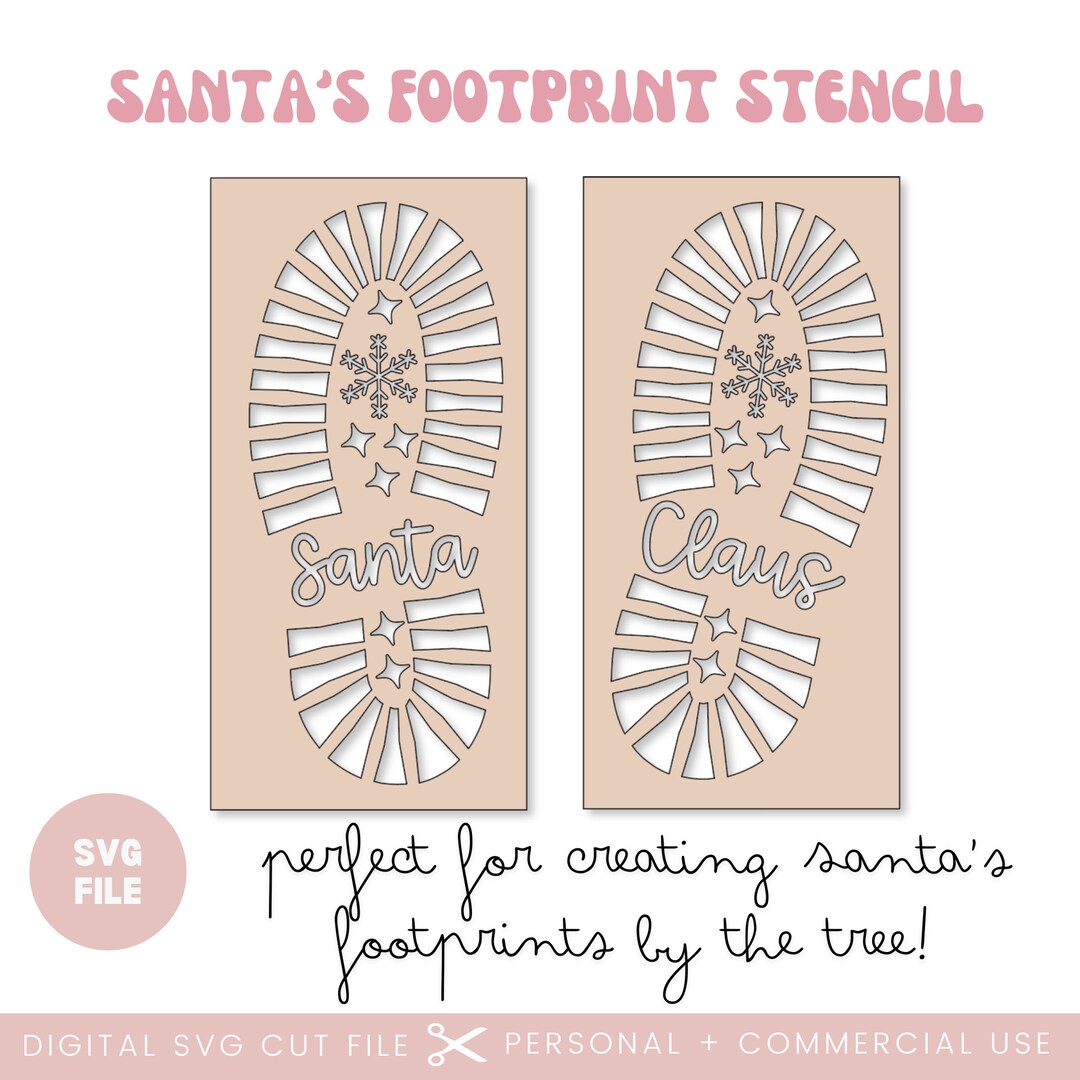 Santa Footprint SVG Laser Cut File | Santa Boot Stencil SVG Files ...