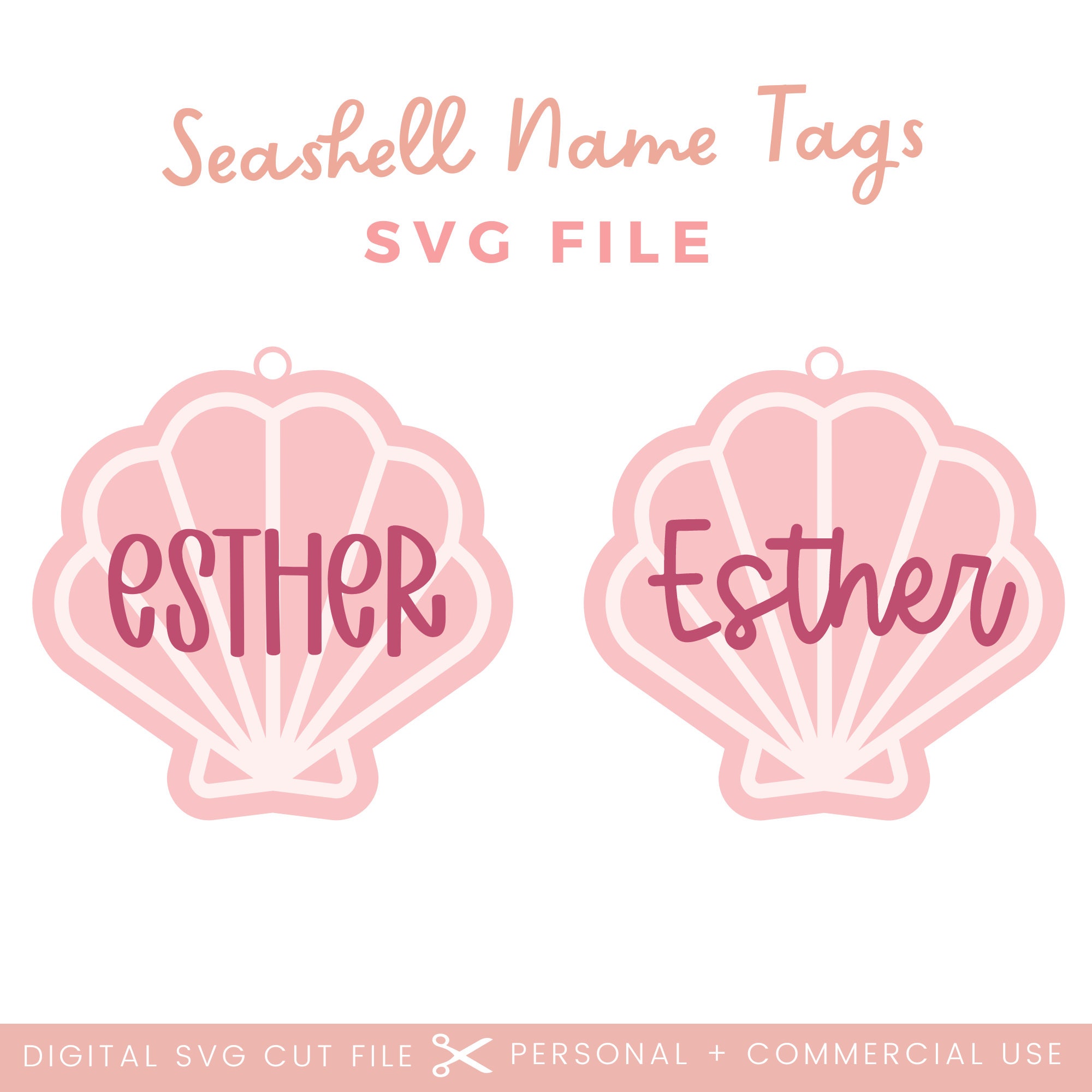 Mermaid Seashell Name Tag SVG: Laser Cut File - Etsy