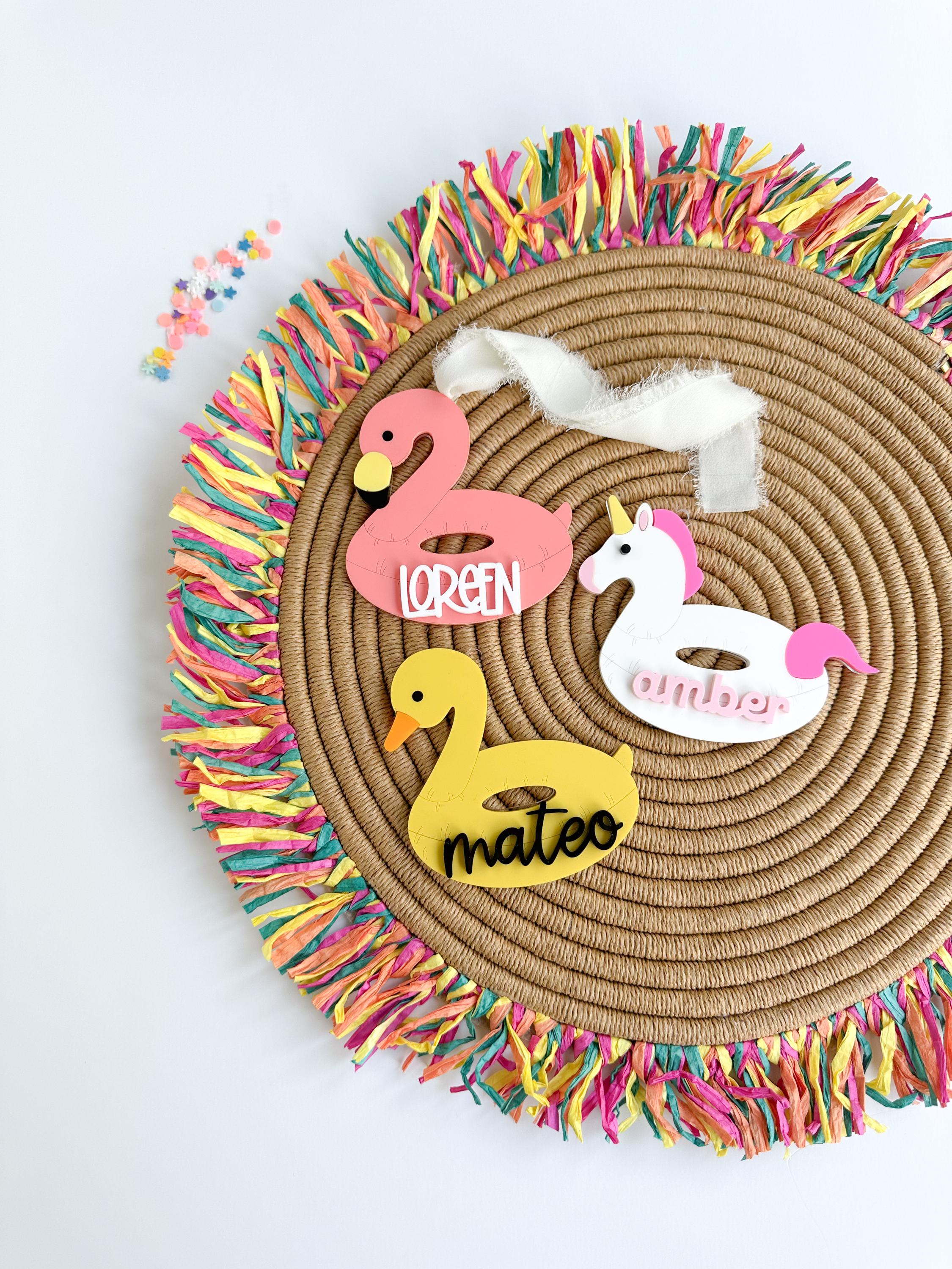 Flamingo Unicorn Name Tag SVG: Summer Pool Float Laser Cut File ...