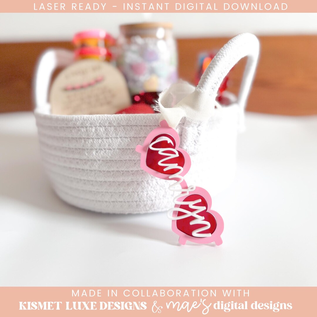 Heart Sunglass Tag SVG: Valentine's Day Laser Cut File (digital ...