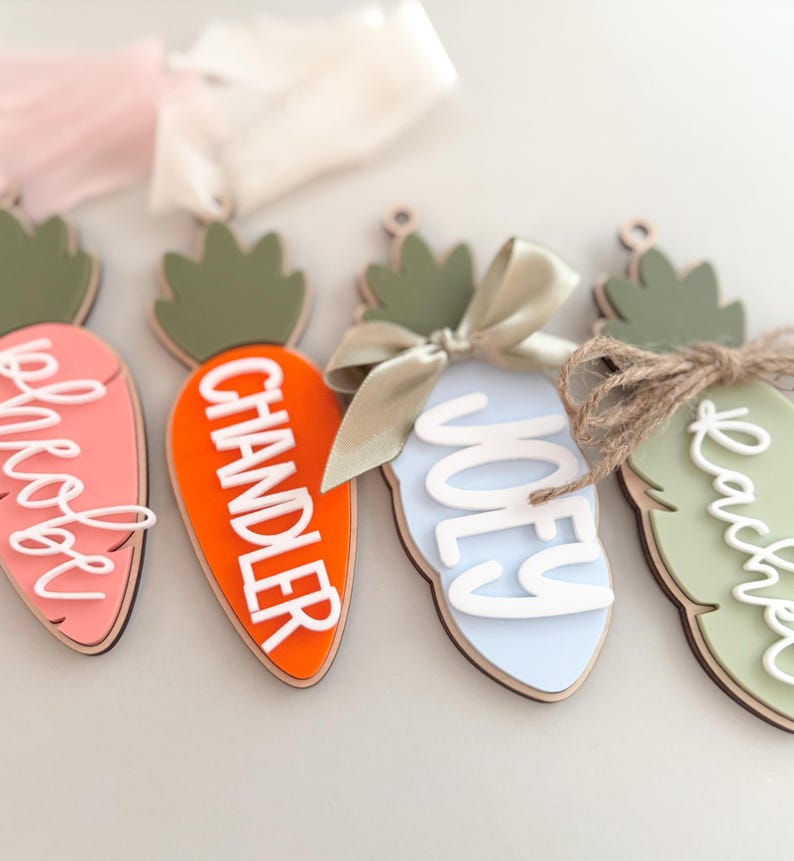 Easter Carrot Name Tag SVG: Laser Cut Bunny Basket Tag (digital ...