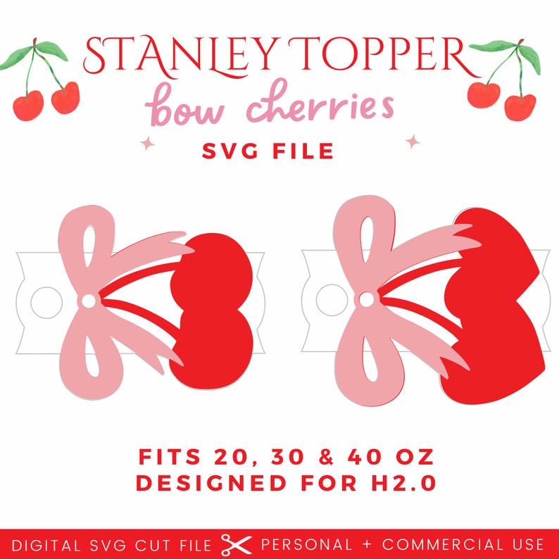 Cherry Bow Stanley Topper SVG: Laser Cut Name Plate (digital Download ...