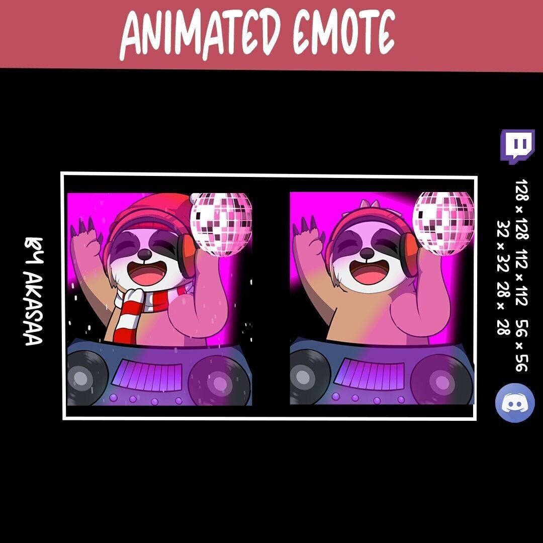 Sloth Dj Vibe Animated Emote | Twitch Emote | Discord Emote | Community ...