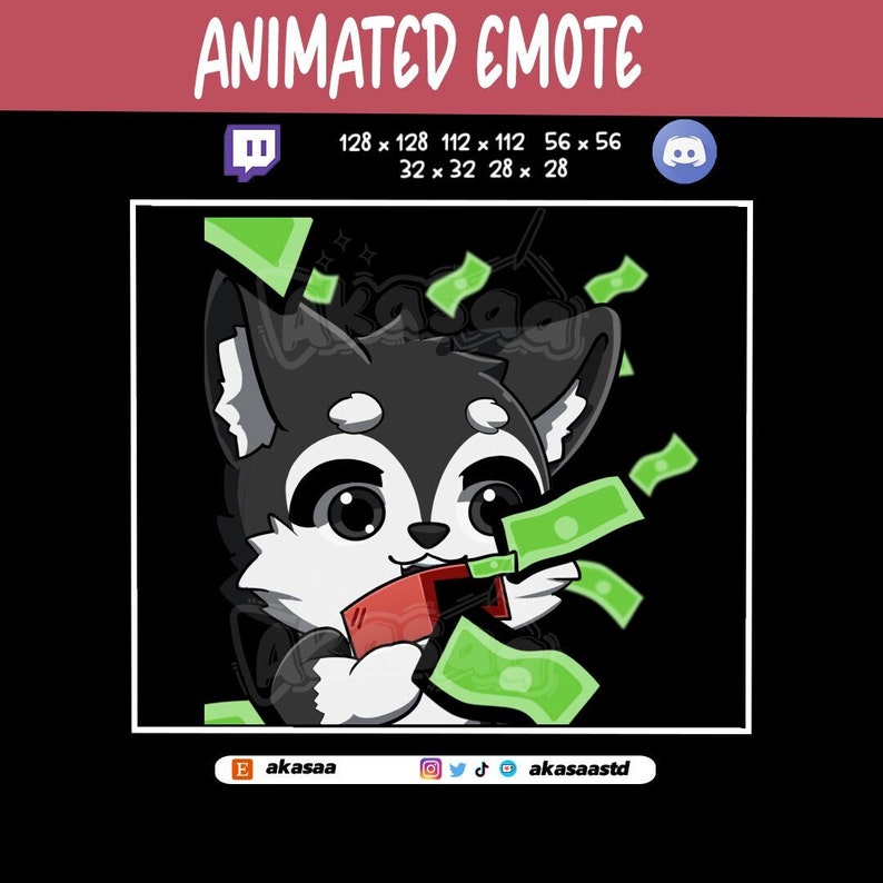 Flying Money Husky Dog Animated Emote Twitch Emote Discord - Etsy