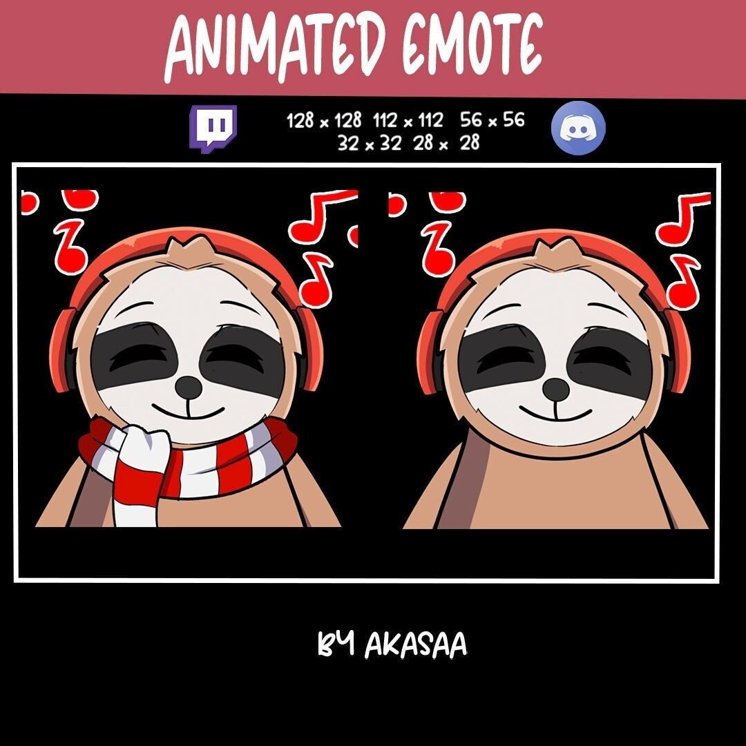 Sloth Vibing Music Animated Emote Twitch Emote Discord Emote Community ...