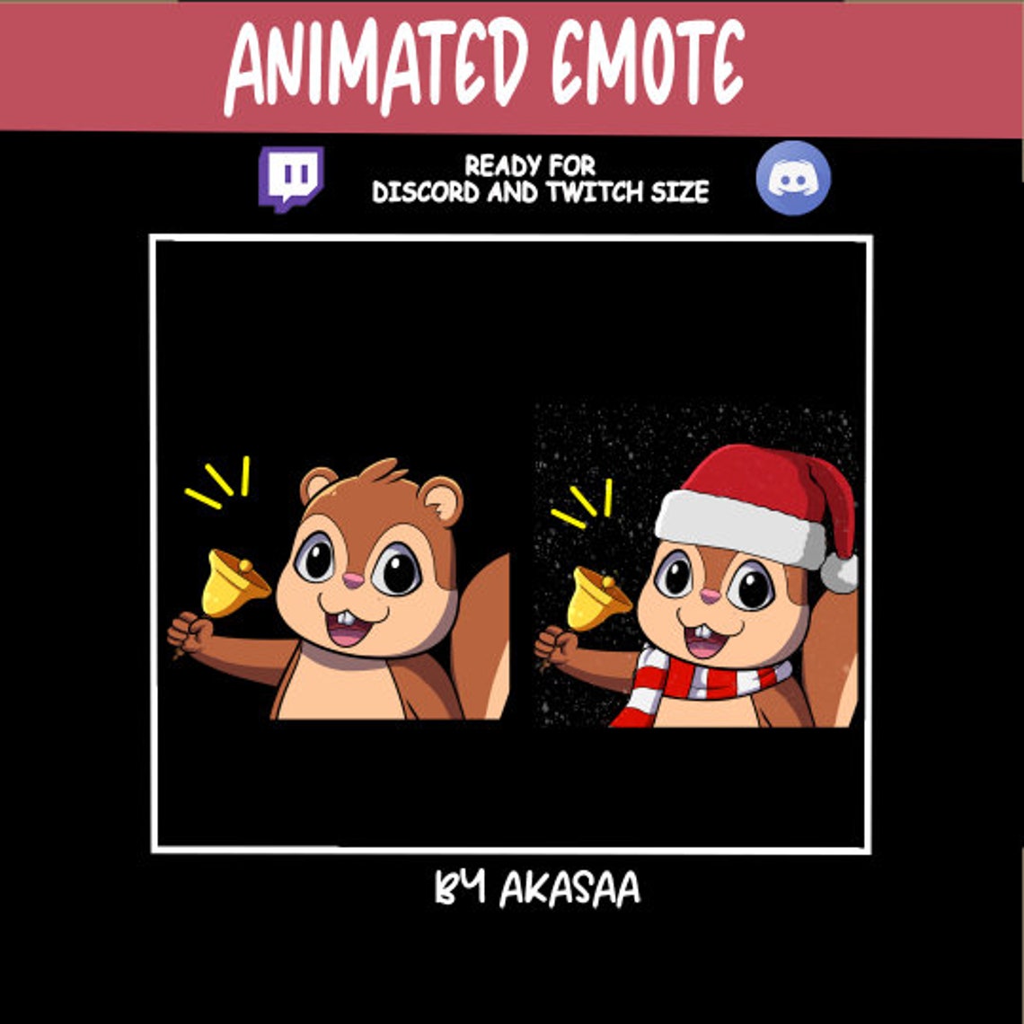 Squirrel Winter Animated Emote and Alert for DISCORD AND - Etsy