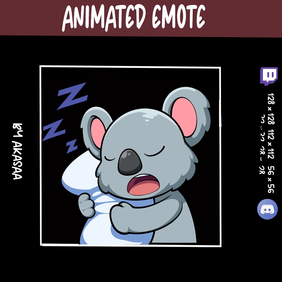 Koala Sleeping Animated Emote | Twitch Emote | Discord Emote ...
