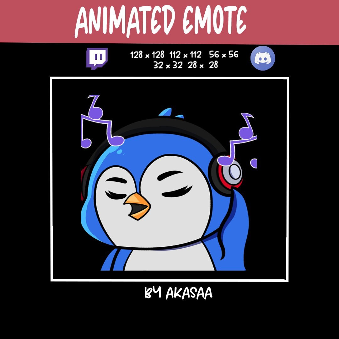 Cute Penguin Vibing Animated Emote | Twitch Emote | Discord Emote ...