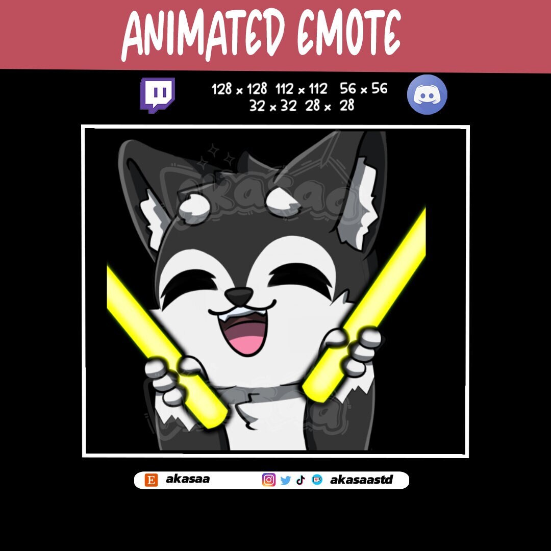 Lighting Rave Husky Dog Animated Emote | Twitch Emote | Discord Emote ...