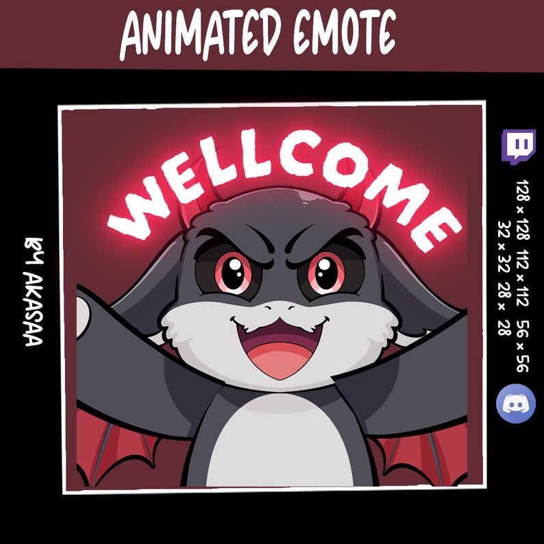 Cute Dragon WELCOME Animated Emote | Twitch Emote | Discord Emote ...