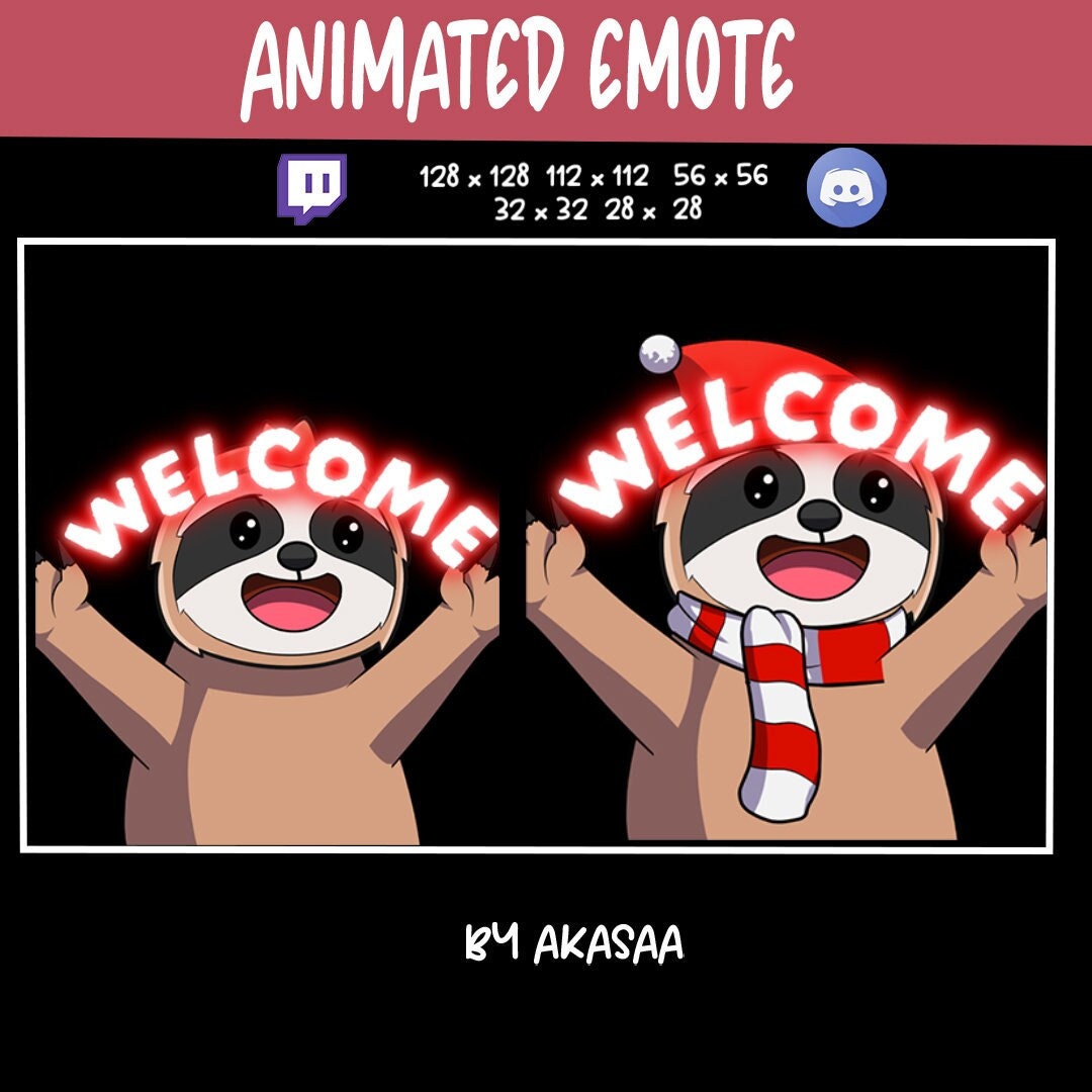 Cute Sloth WELCOME Animated Emote | Twitch Emote | Discord Emote ...