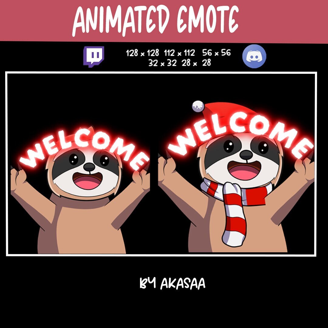 Cute Sloth WELCOME Animated Emote | Twitch Emote | Discord Emote ...