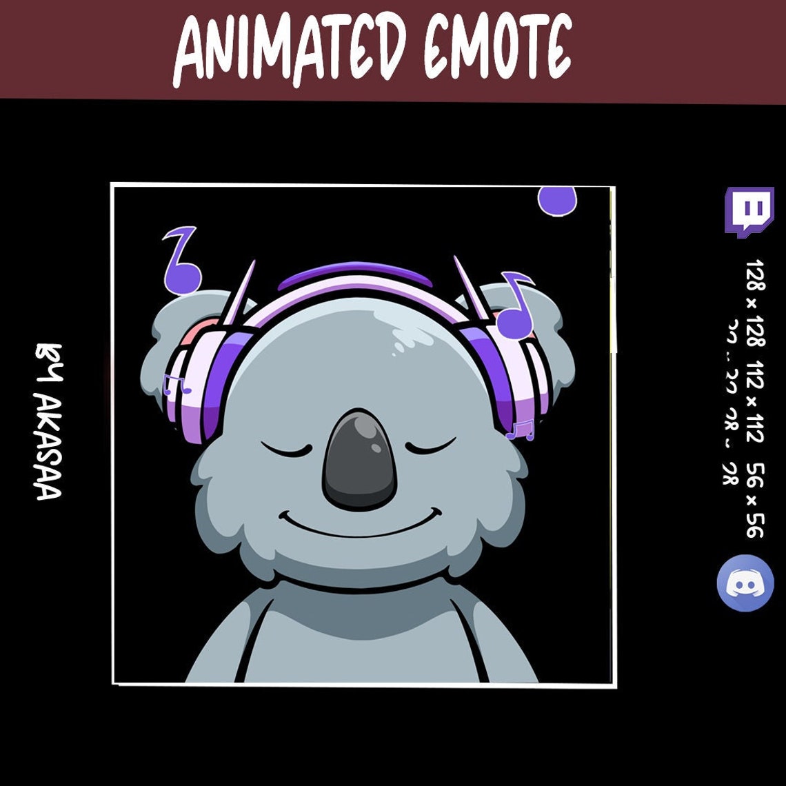 Koala Vibing Music Animated Emote | Twitch Emote | Discord Emote ...