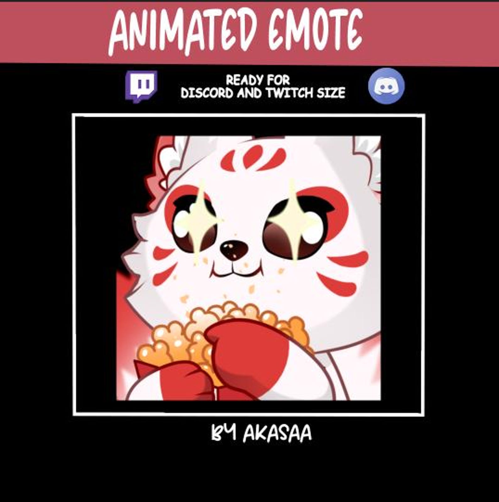 Kitsune Popcorn Animated Emote | Twitch Emote | Discord Emote | Discord ...