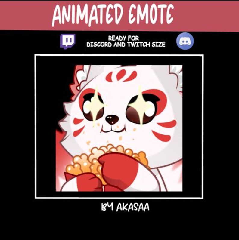 Kitsune Popcorn Animated Emote | Twitch Emote | Discord Emote | Discord ...