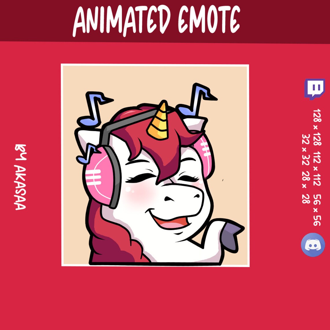Unicorn Listening Music Animated Emote for Twitch and Discord - Etsy