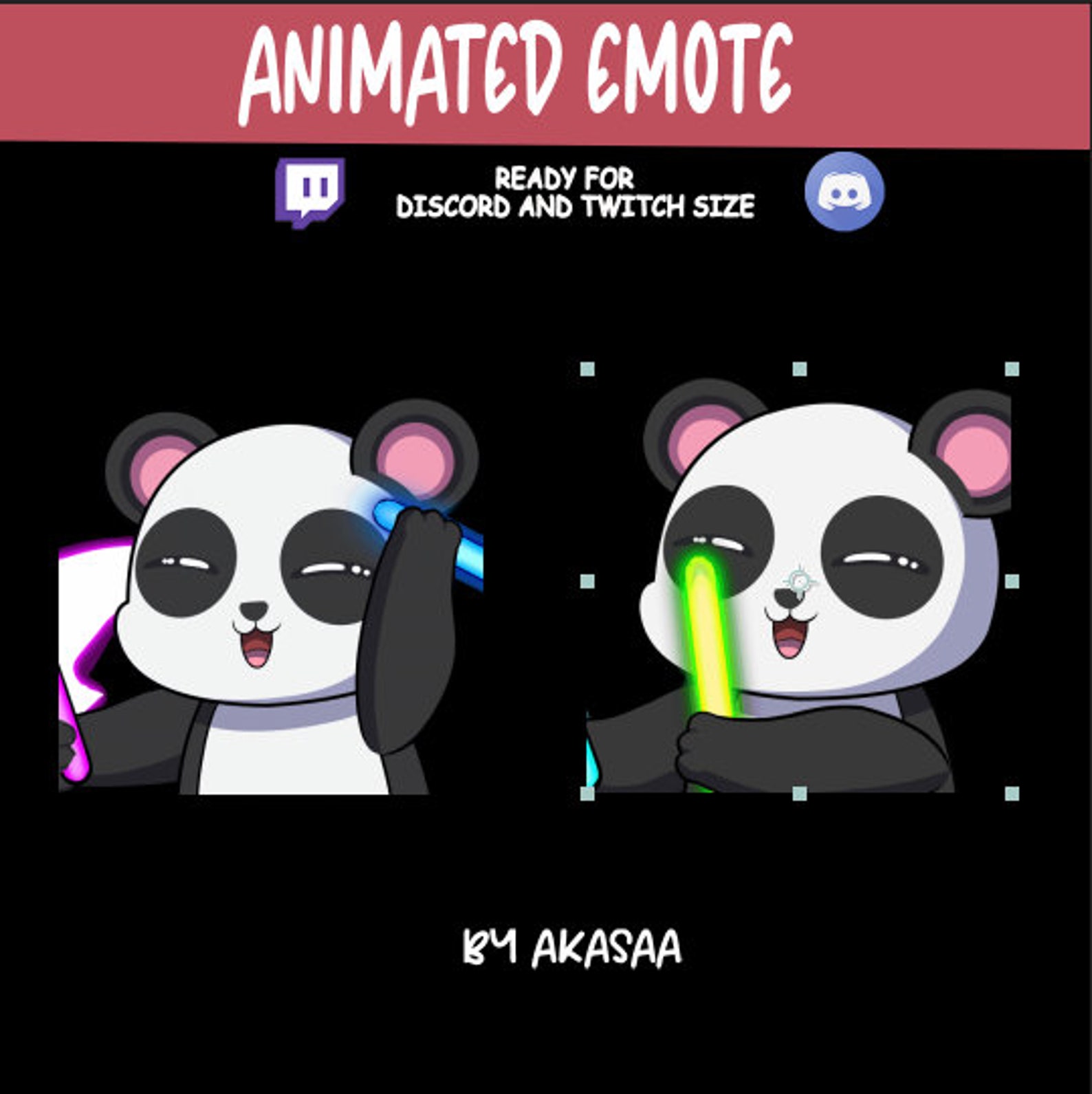 Panda Rave Lighstick Animated Emote and Alert for DISCORD AND TWITCH ...