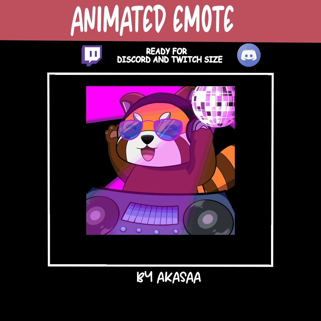 Dj Red Panda Rave Dj Vibe Animated Emote | Twitch Emote | Discord Emote ...