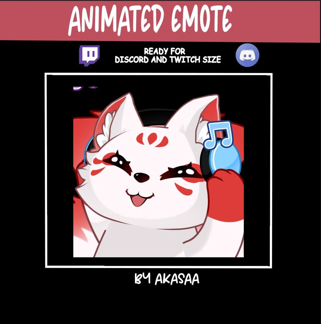 Kitsune Vibing Music Animated Emote | Twitch Emote | Discord Emote ...