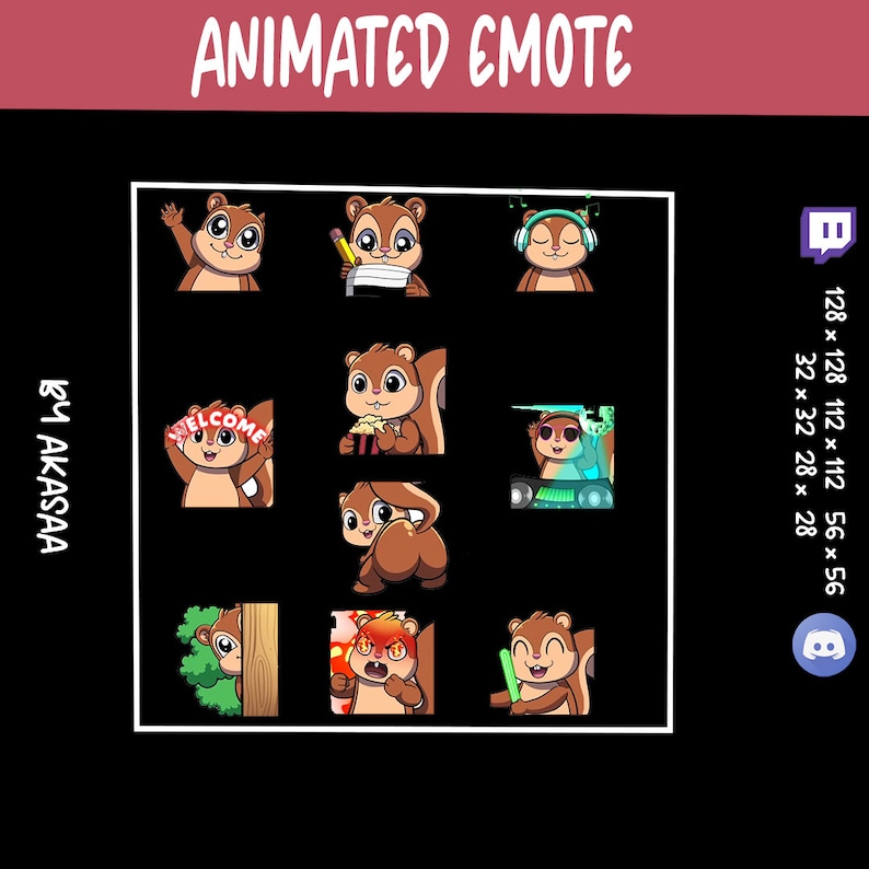 10 ANIMATED EMOTE Bunddle Cute Squirrel for Discord and Twitch - Etsy