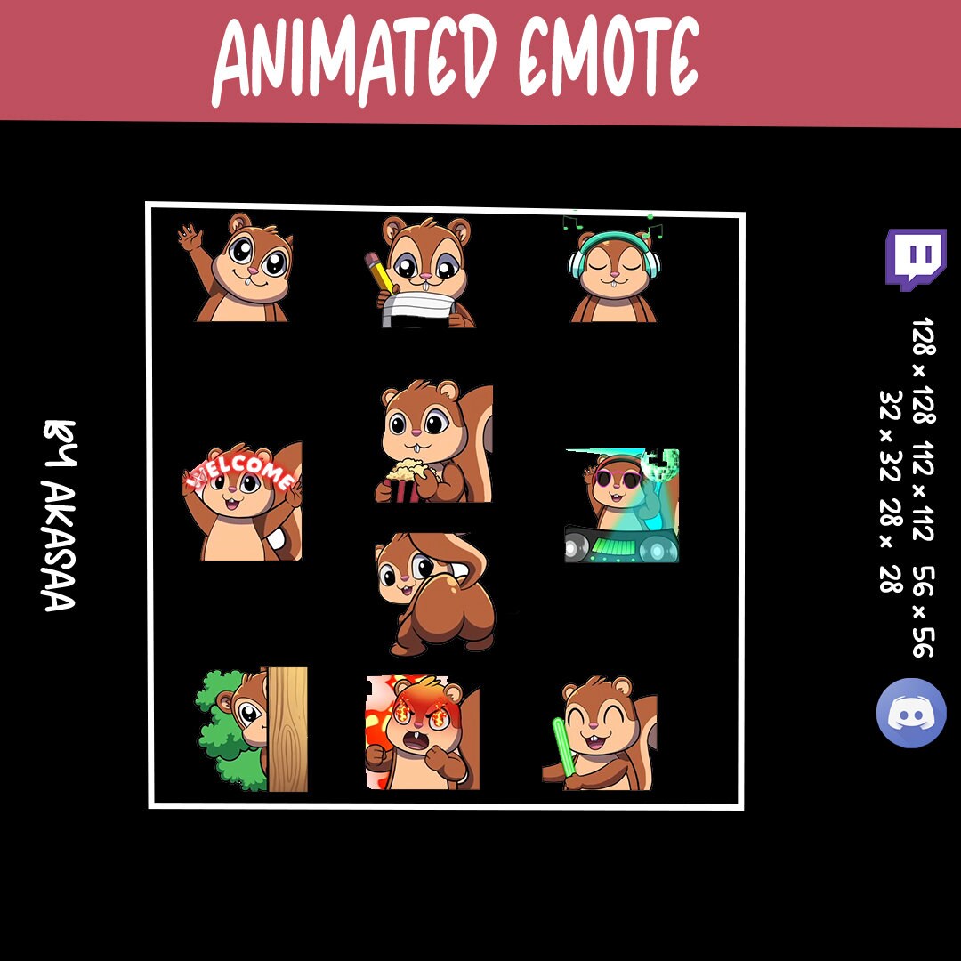 10 ANIMATED EMOTE Bunddle Cute Squirrel for Discord and Twitch - Etsy