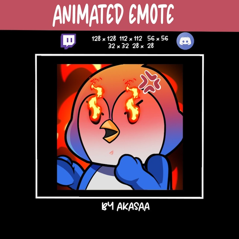 Cute Penguin Angry Animated Emote Twitch Emote Discord Emote Discord ...