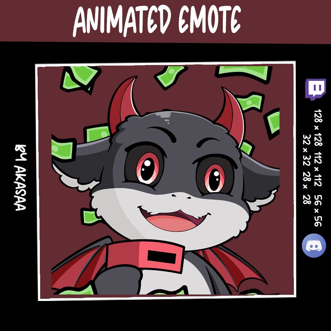 Cute Dragon Money Animated Emote | Twitch/discord Sticker (digital ...