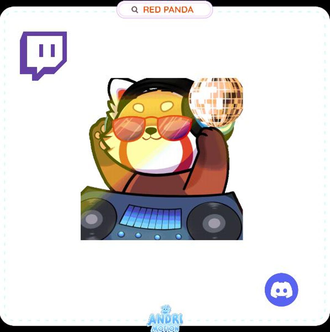 Red Panda Dj Vibing Animated Emote | Twitch Emote | Discord Emote ...
