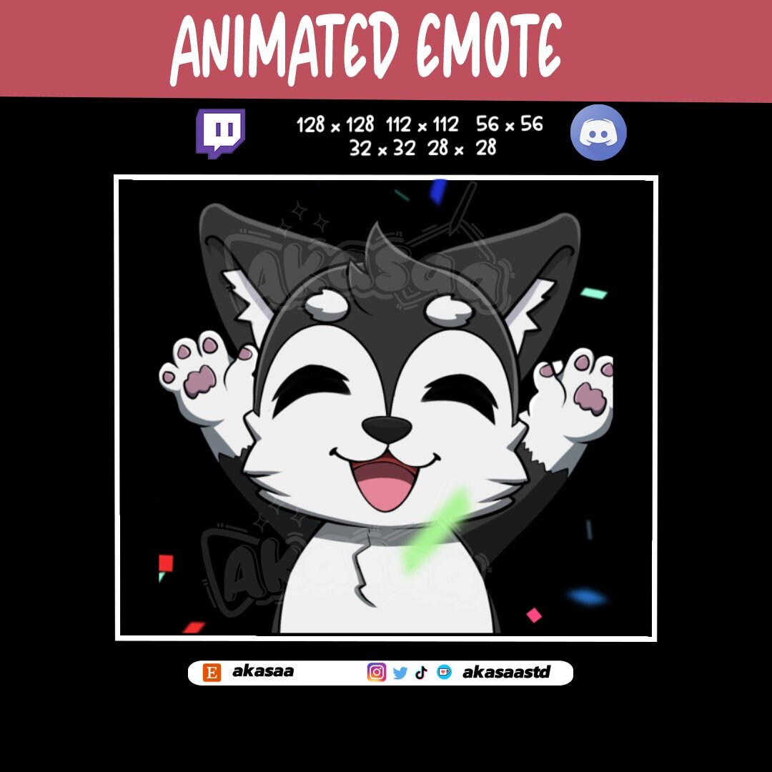 Hype Rave Husky Dog Animated Emote | Twitch Emote | Discord Emote ...