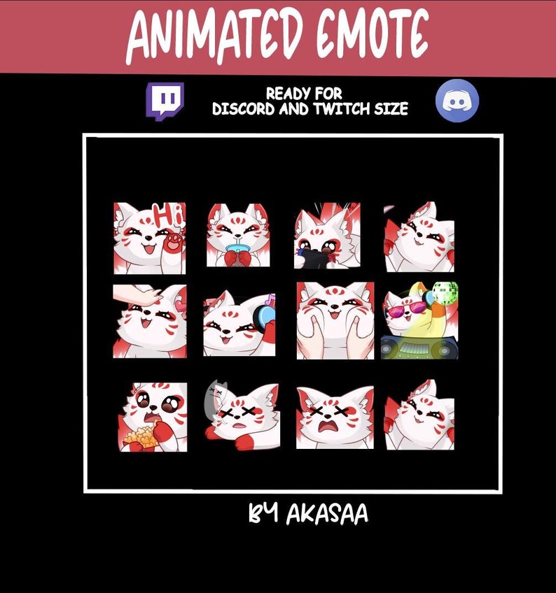 ANIMATED EMOTE Bunddle Cute Kitsune for Discord and Twitch Emote - Etsy