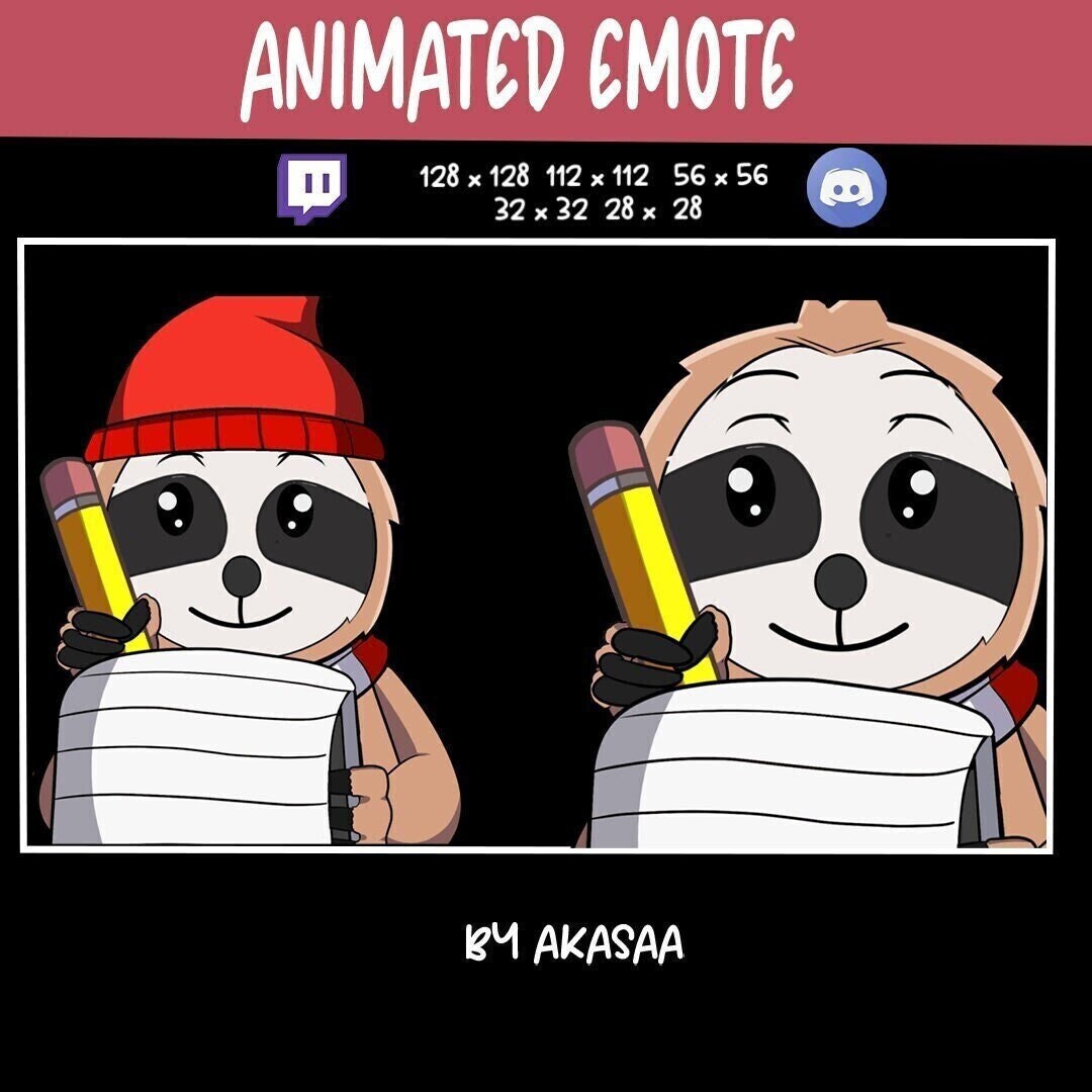 Sloth Noted Animated Emote Twitch Emote Discord Emote Community Emote ...