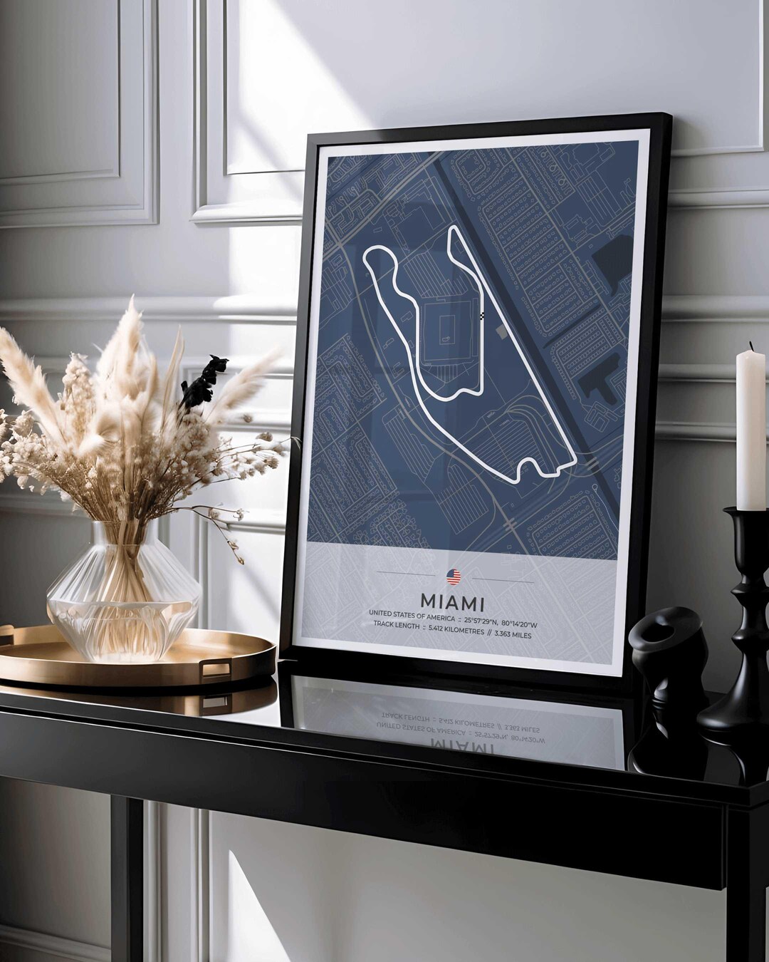 Miami - Circuit Map Poster | Motor Circuit Track Maps & Gifts | Framed Map Miami - Etsy