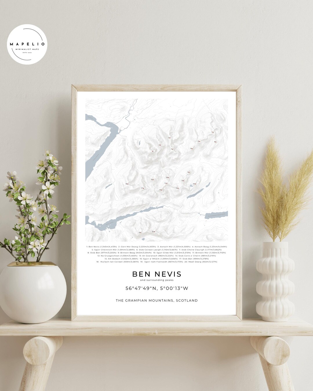 Ben Nevis & Surrounding Peaks - Contour Map Print | Scottish Munros - Etsy