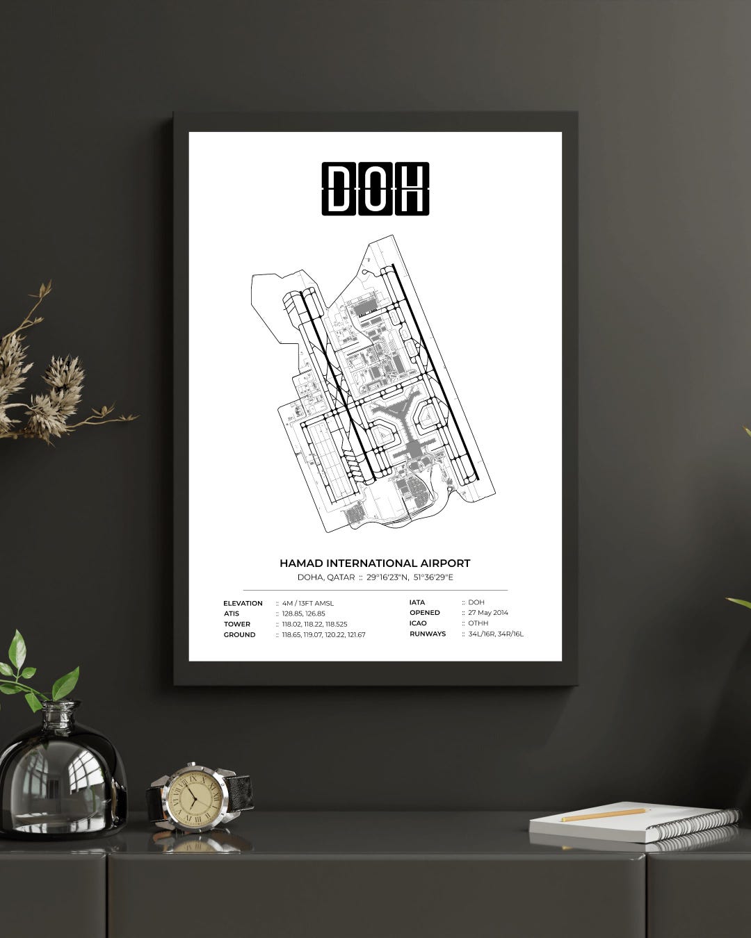 DOH - Hamad International Airport Map Print - Doha, Qatar - Etsy