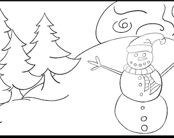 Blank Snowman Coloring Page - Etsy