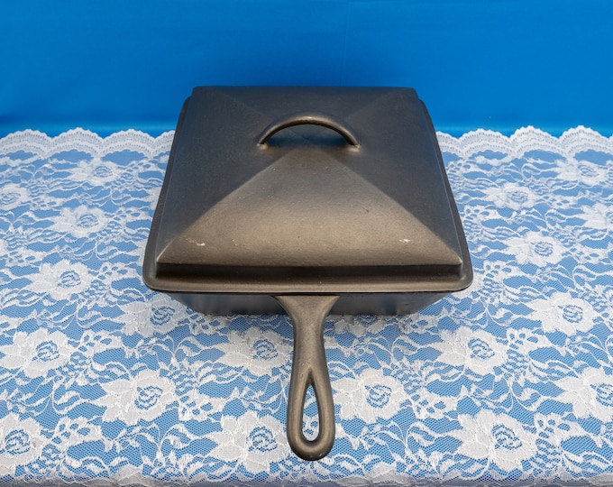 Wagner Ware Square Chicken Fryer and Lid Cast Iron Square Deep Skillet ...