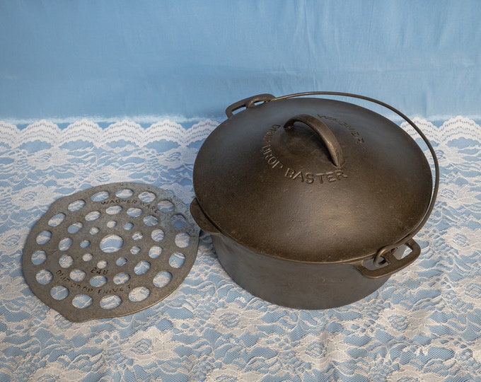 No. 8 Wagner Ware Drip Drop Baster, Round Roaster, Cast Iron Dutch Oven ...