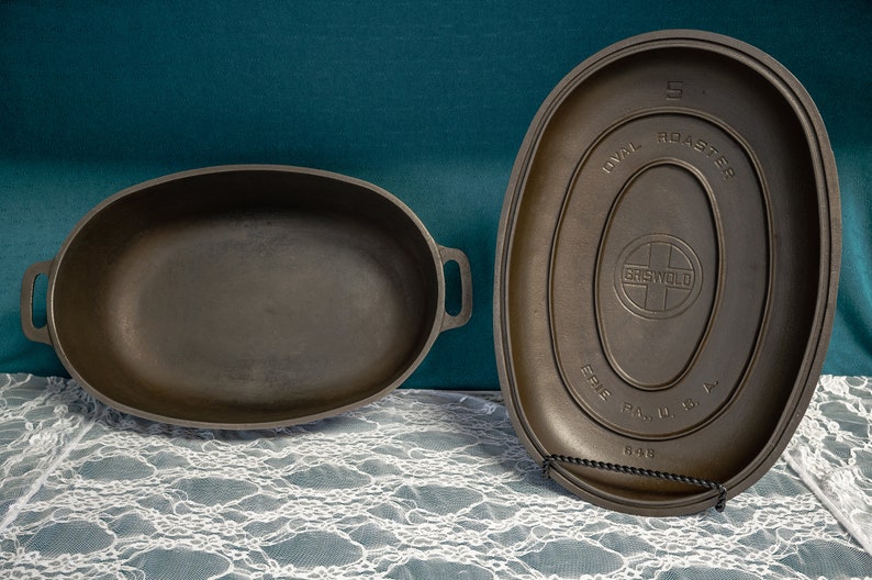 No. 5 Griswold Oval Roaster Dutch Oven Large Block Logo Cast - Etsy No. 5 Griswold Oval Roaster Dutch Oven Large Block Logo Cast - Etsy
