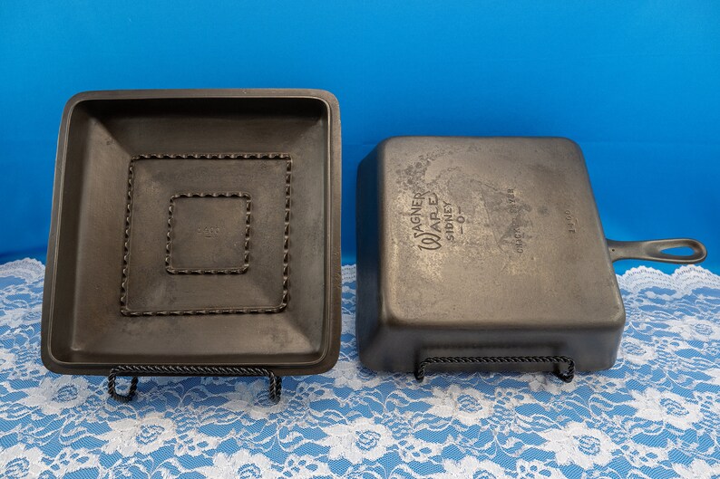 Wagner Ware Square Chicken Fryer and Lid Cast Iron Square Deep Skillet ...