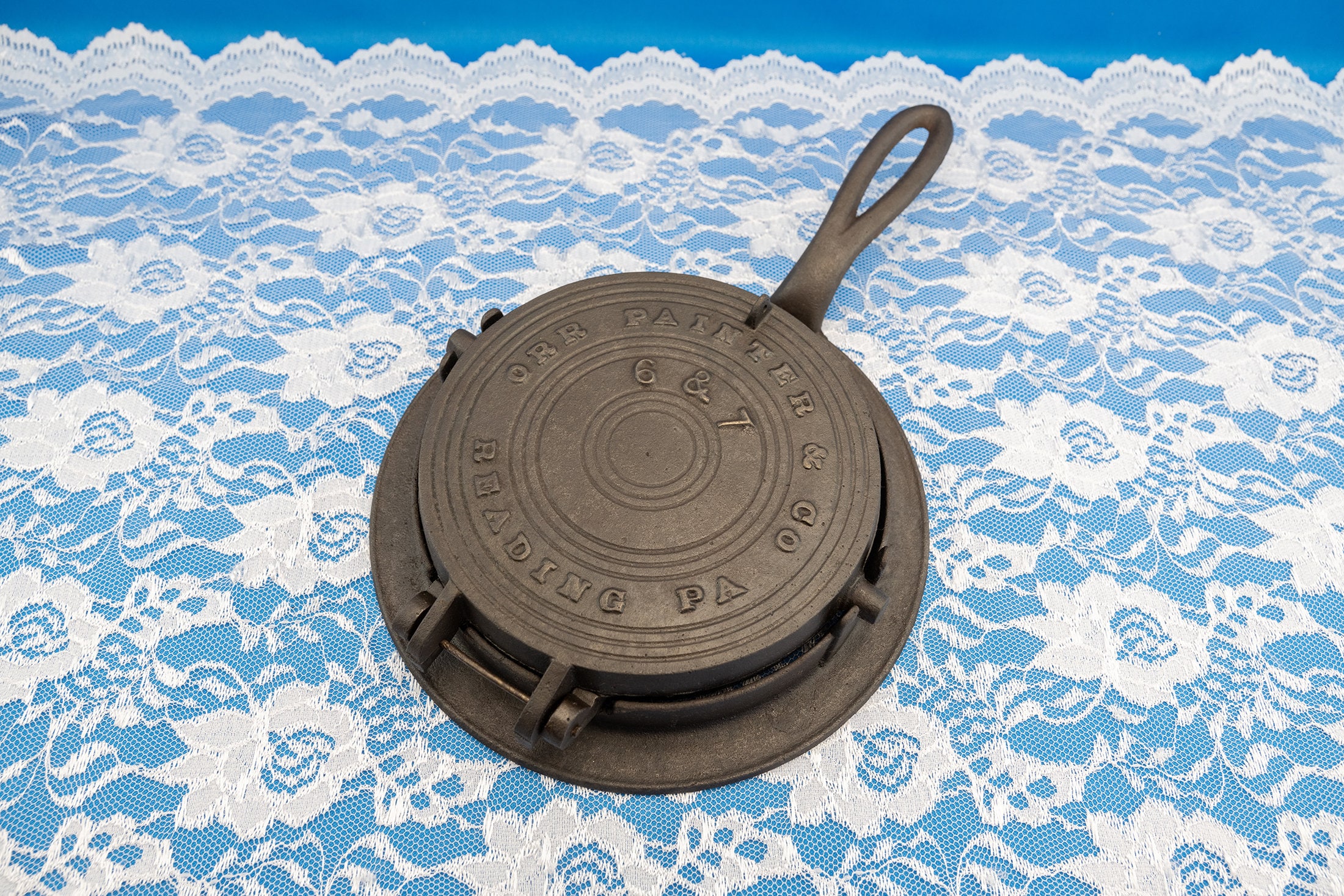 1800's Orr Painter & Co 6/7 Flip Flop Cast Iron Waffle Iron Reading PA ...