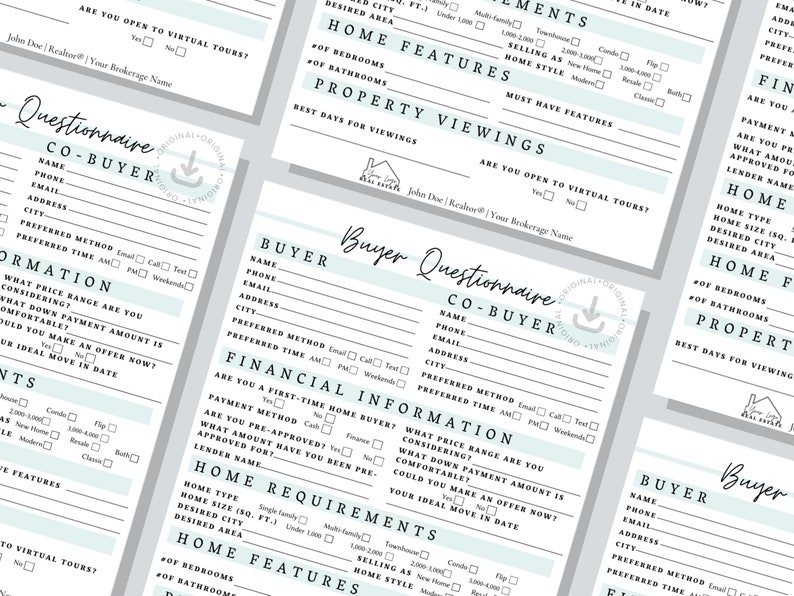 Buyer Questionnaire Template (real Estate) - Editable - Etsy
