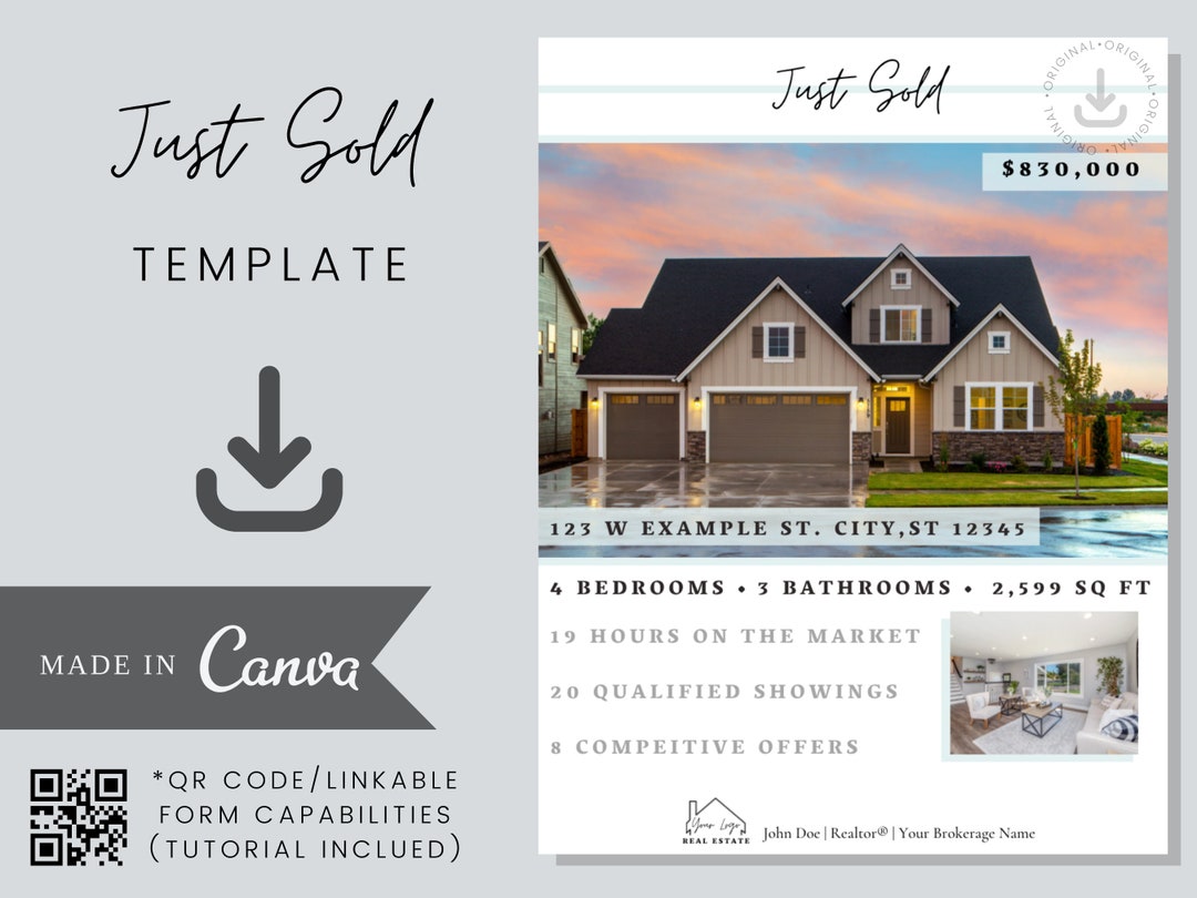 Just Sold Template (real Estate) - Editable - Etsy