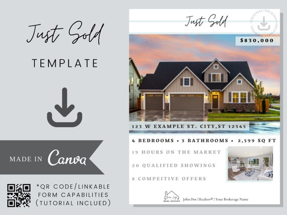 Just Sold Template real Estate Editable - Etsy