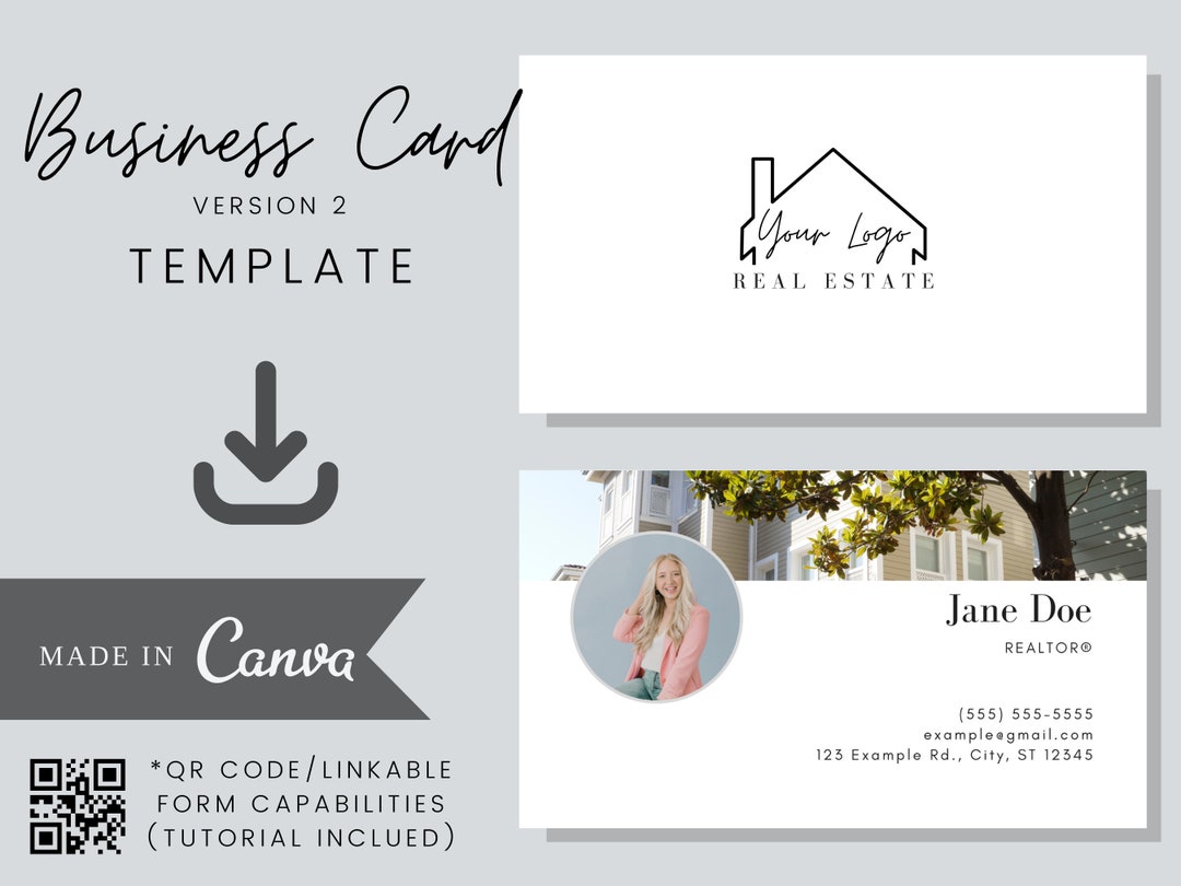 Business Card Version 2 Template (real Estate) - Editable - Etsy
